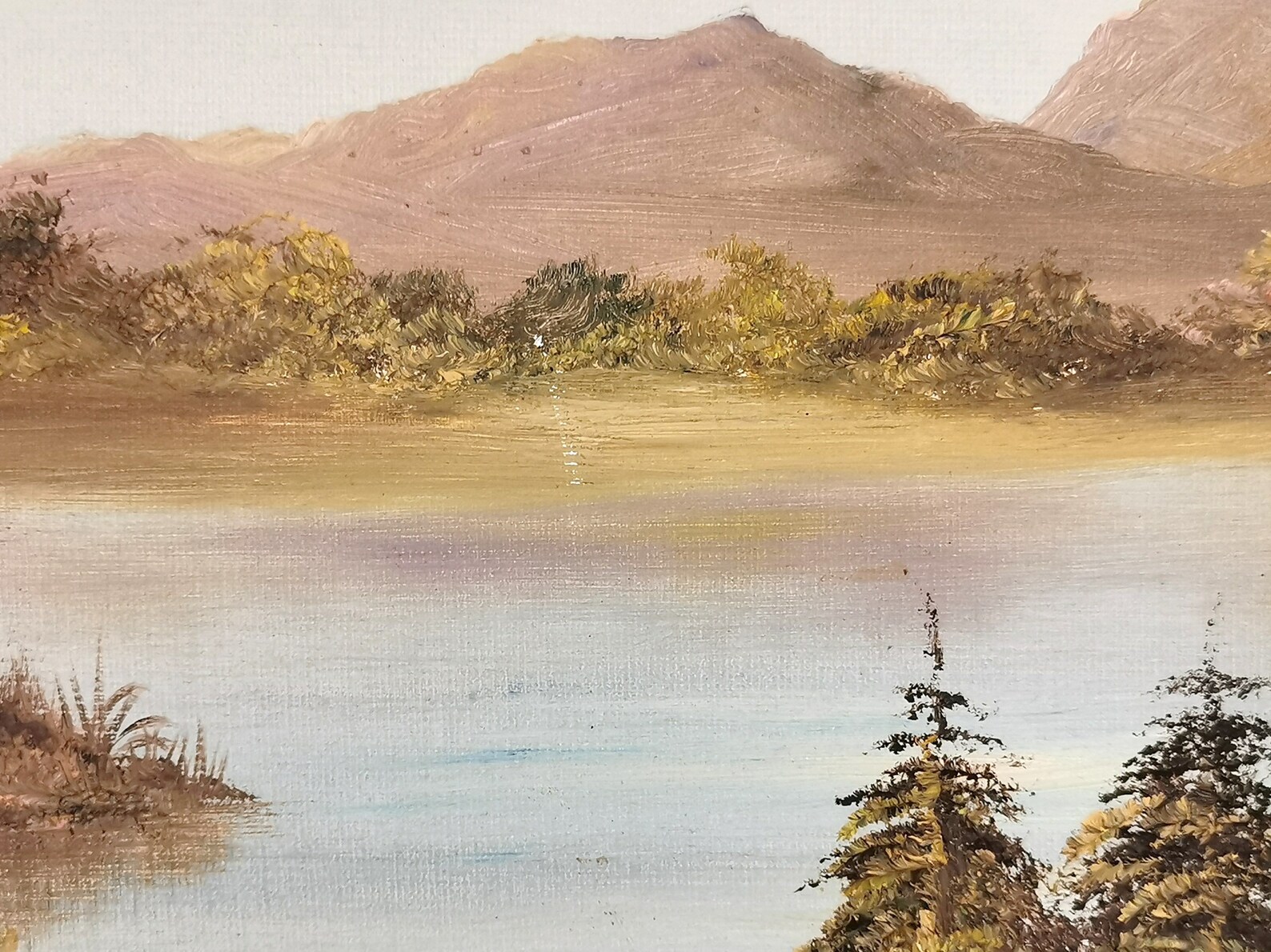 Vintage Landscape Painting, Oil on Board, Jean Rennie, Lakeland View ...