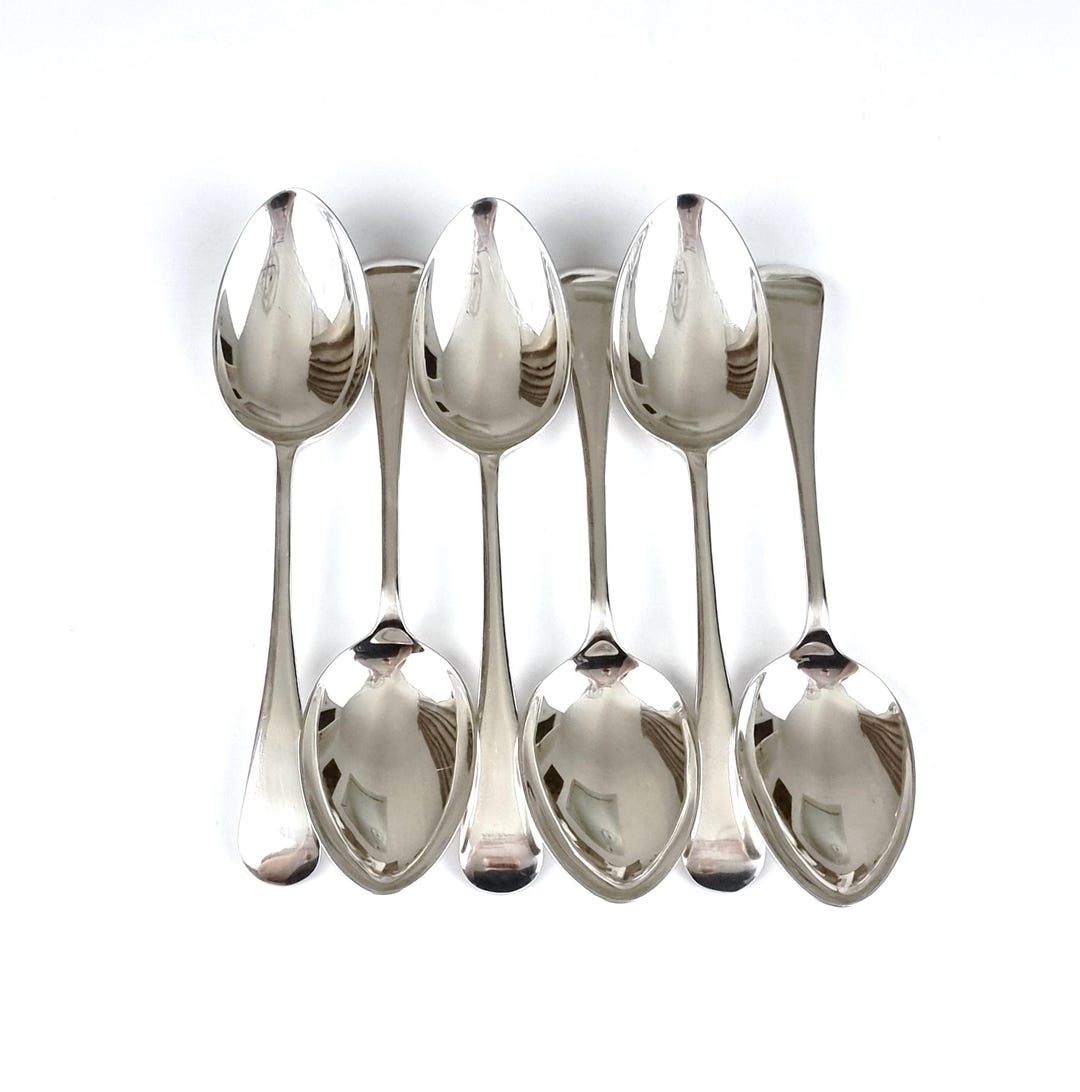 Vintage Flatware, Set of Six, Dessert Spoons, Old English, Viners of ...