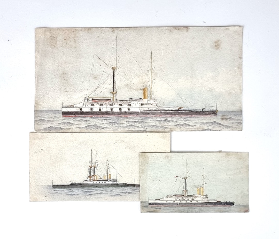 SMALL Watercolor Paintings, HMS Nautilus, 19th Century, Navy Ships ...