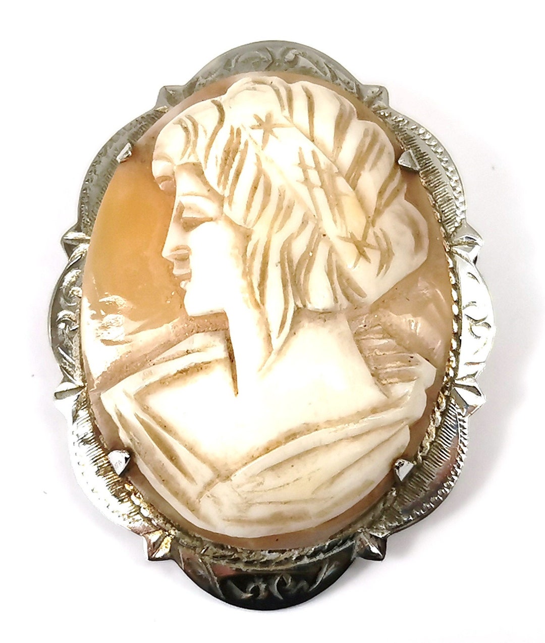 Stunning Vintage Brooch, Sterling Silver Mounted, Ward Brothers, Cameo ...