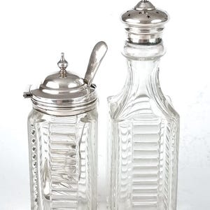 Glass Chip, Beautiful Antique, Cruet Set, Condiment Set, Silver Plate ...