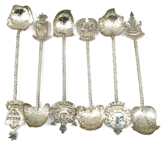 Unique Set of Spoons Six Souvenir Spoons Silver Flatware | Etsy UK