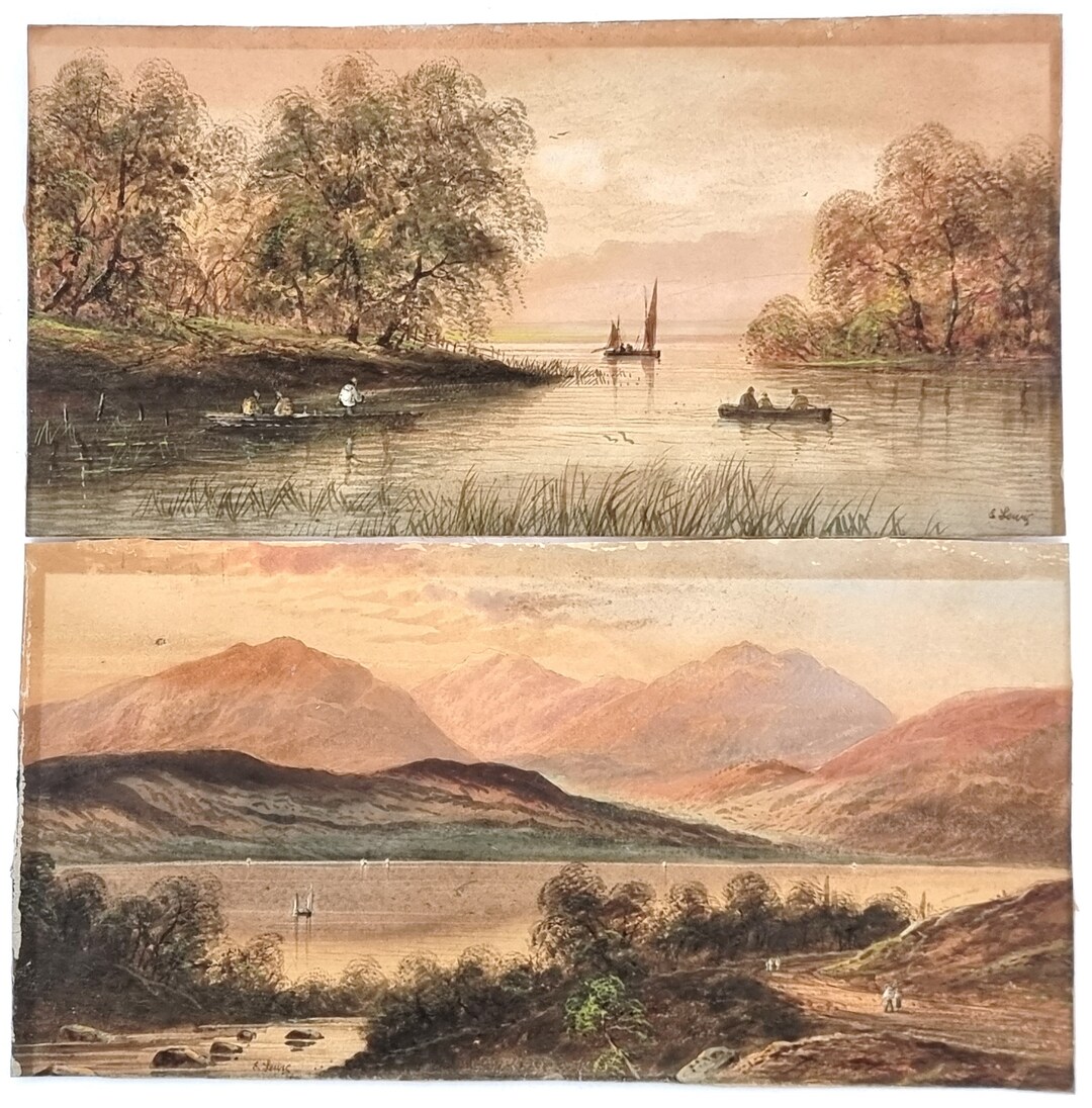 Distressed Looking, 19th Century, Pair of Watercolors, Edwin Lewis ...