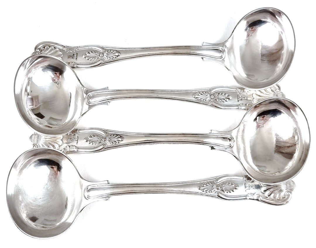 Antique Set of Ladles, Four Settings, Sauce Ladles, Gravy Ladles ...