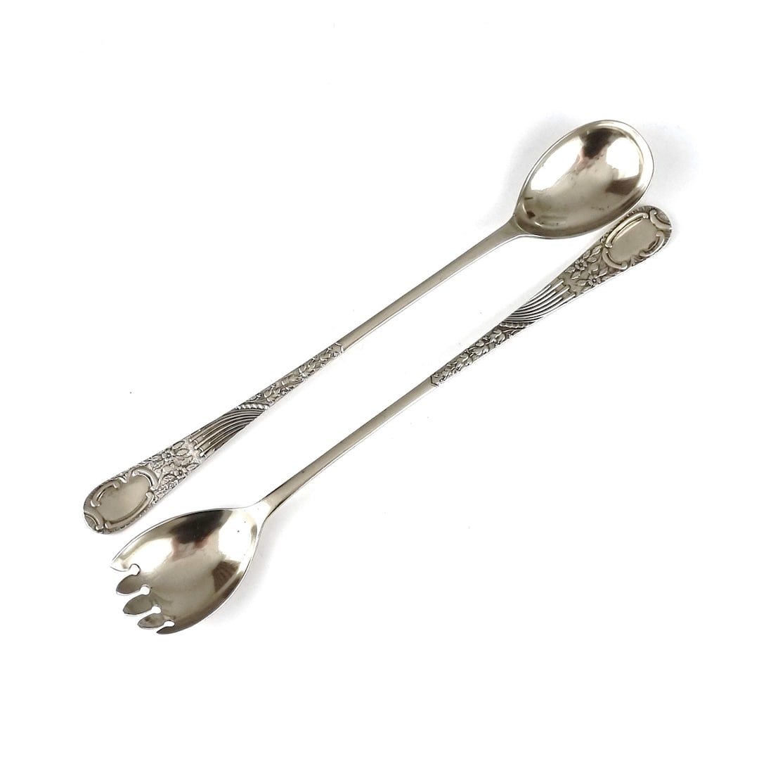 WORN Silver Plate, Nickel Silver, Pickle Spoon and Spork, Serving Duo ...