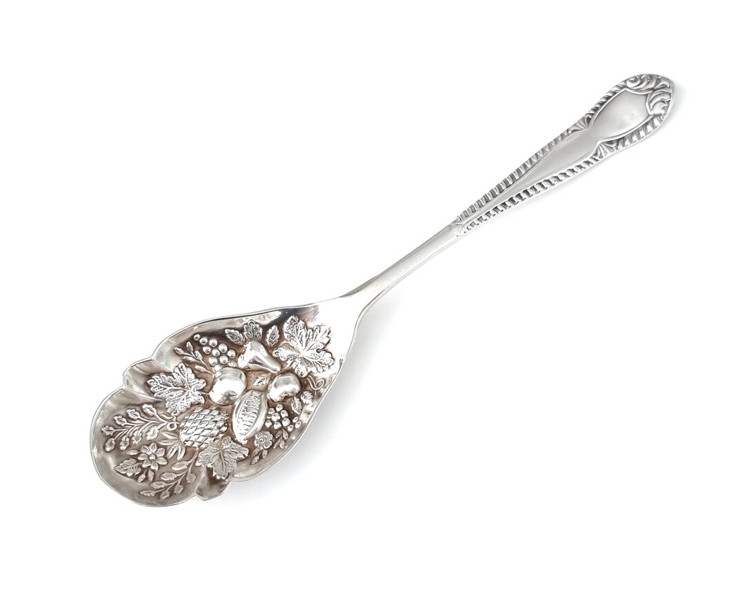 Vintage Berry Spoon, Small Serving Spoon, Silver Plate, Raised Fruit ...