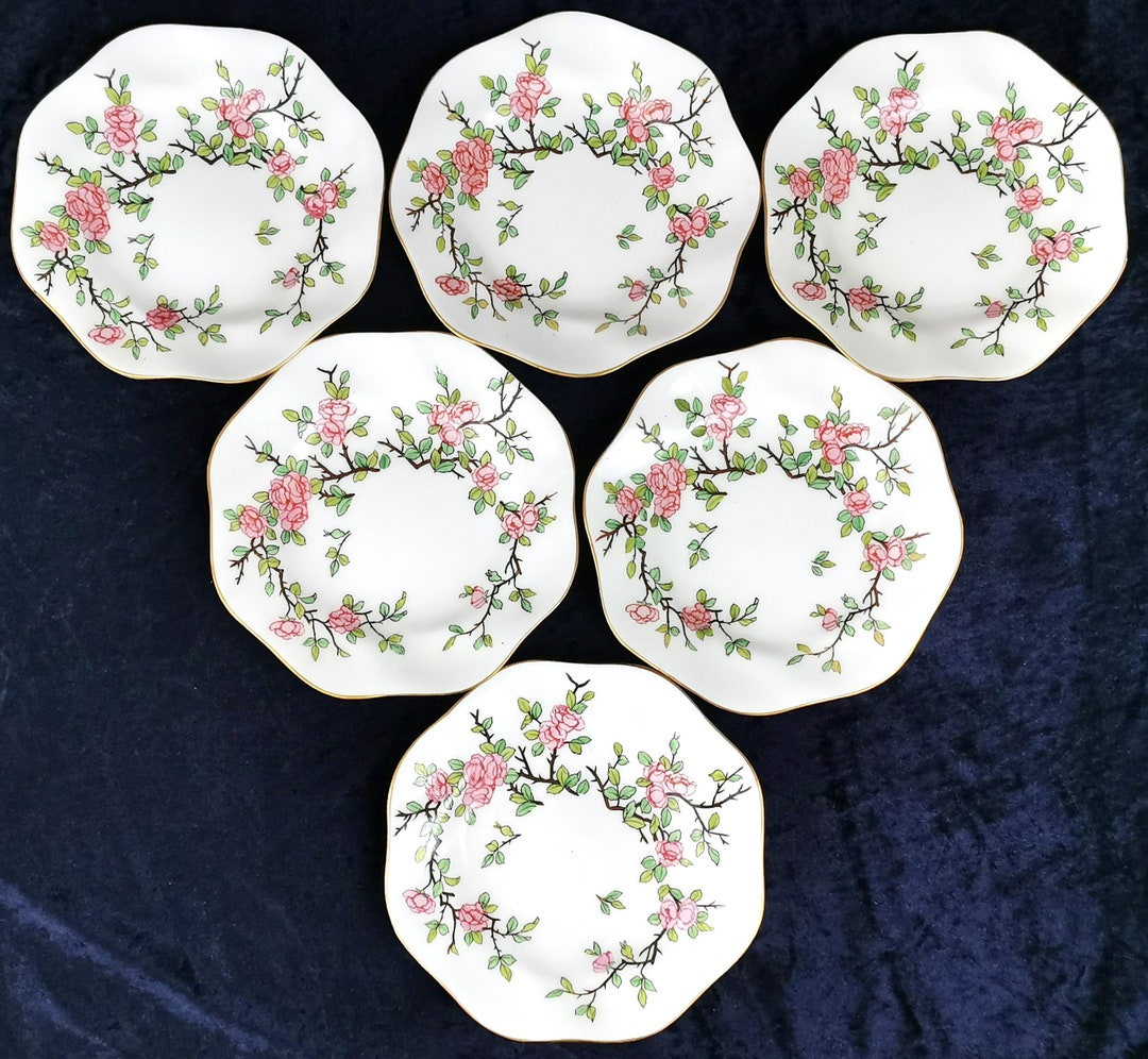 Antique Set of Plates, Side Plates, Coalport China, Pink Rose, Rose ...