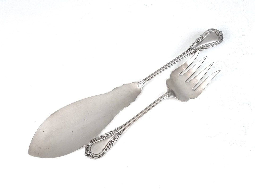 Scuffed Areas, Pair of Fish Servers, Antique Flatware, Silver Plate ...