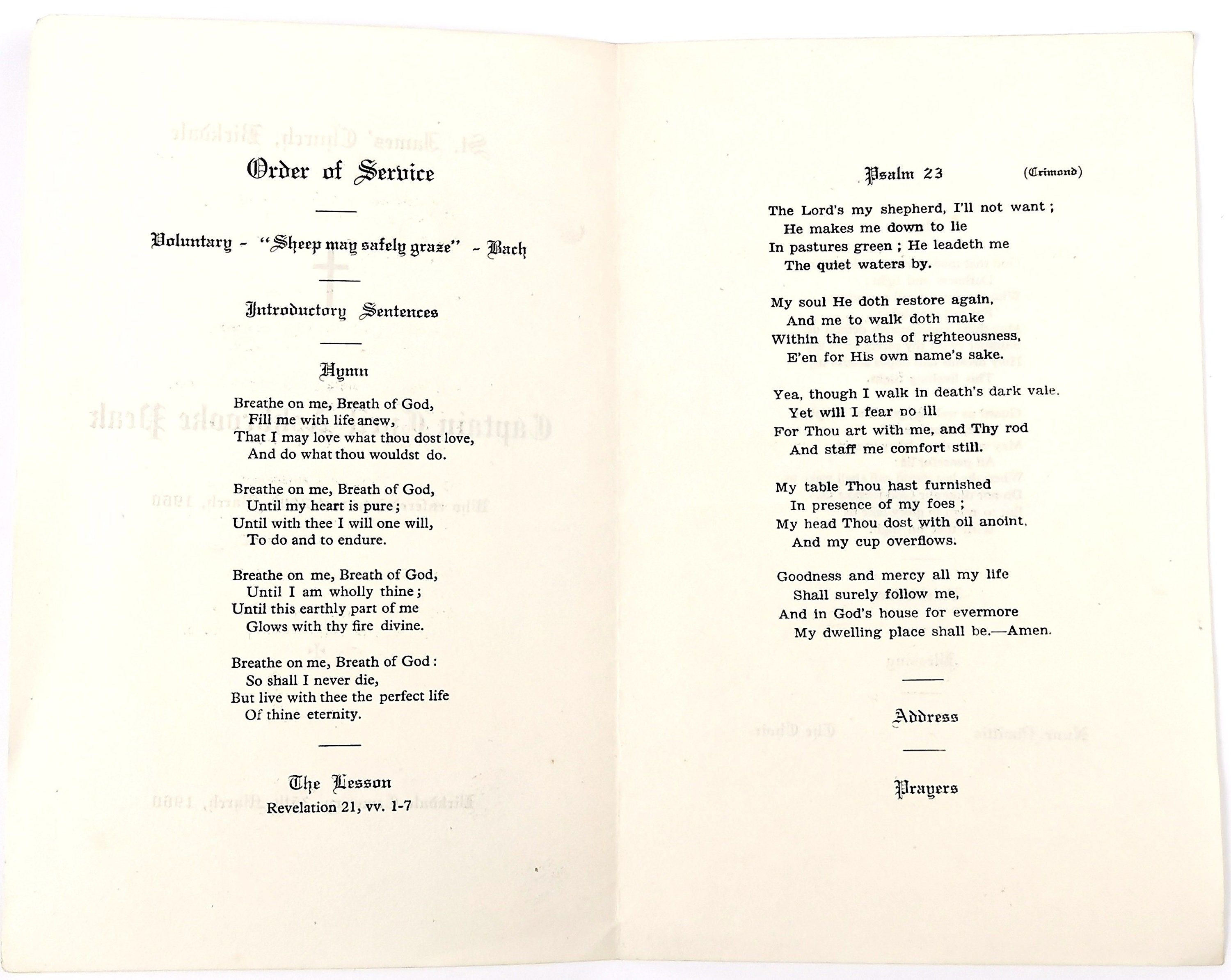 Vintage Ephemera, Order of Service, Funeral Service, Captain Cyril ...