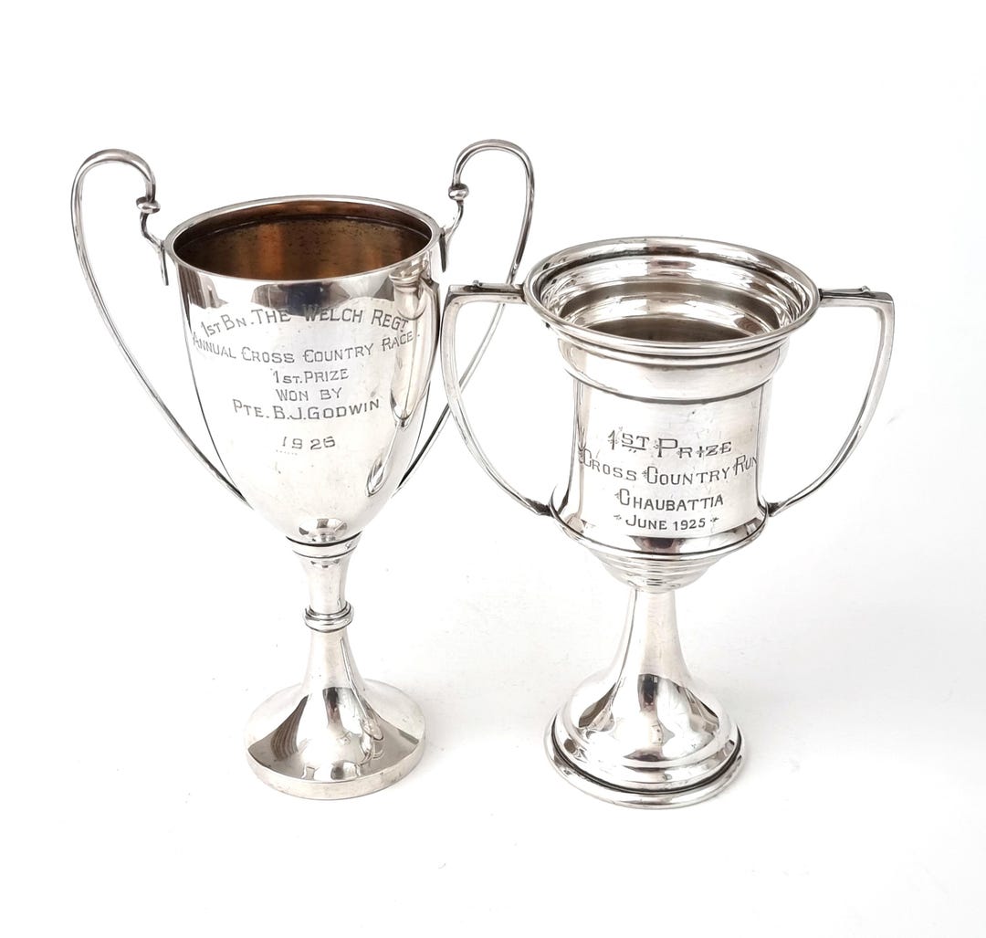 Regimental Sports, Welch Regiment, Trophy Cups, Silver Plate ...