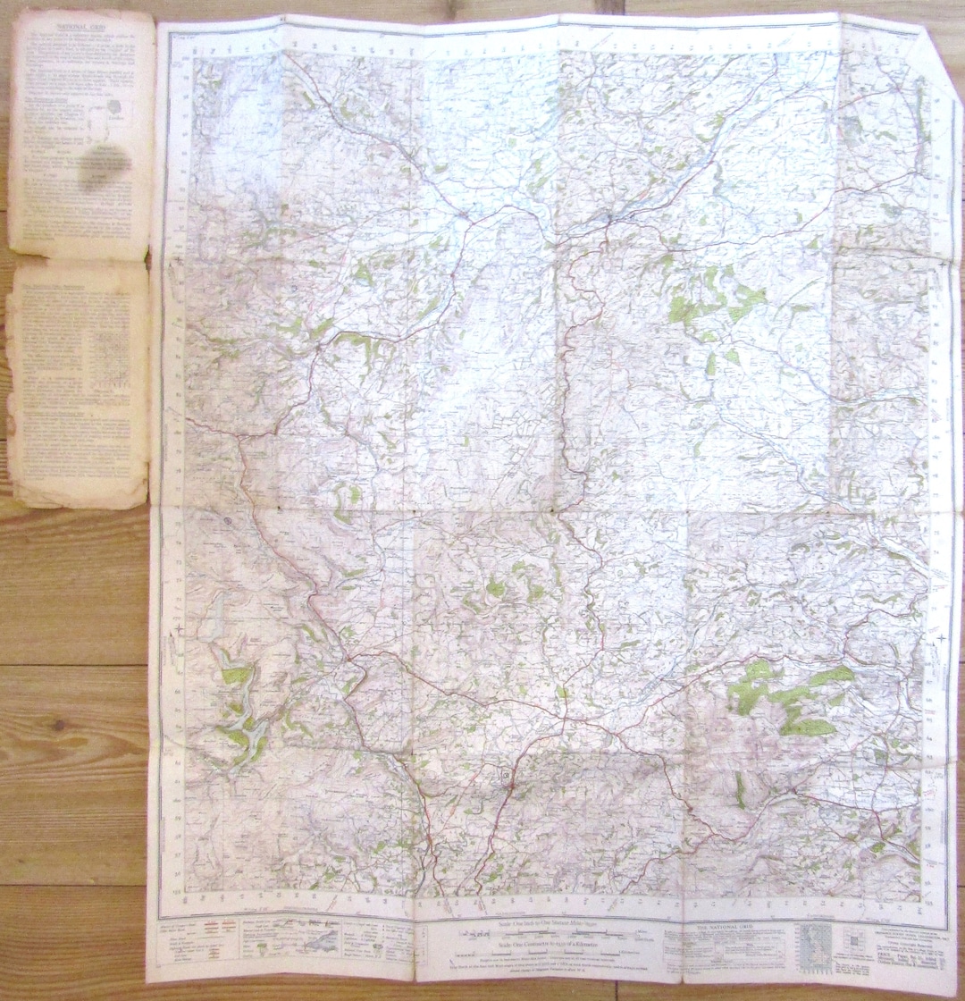 Vintage Collectible Fold up Map, Ordnance Survey Map, Montgomery and ...