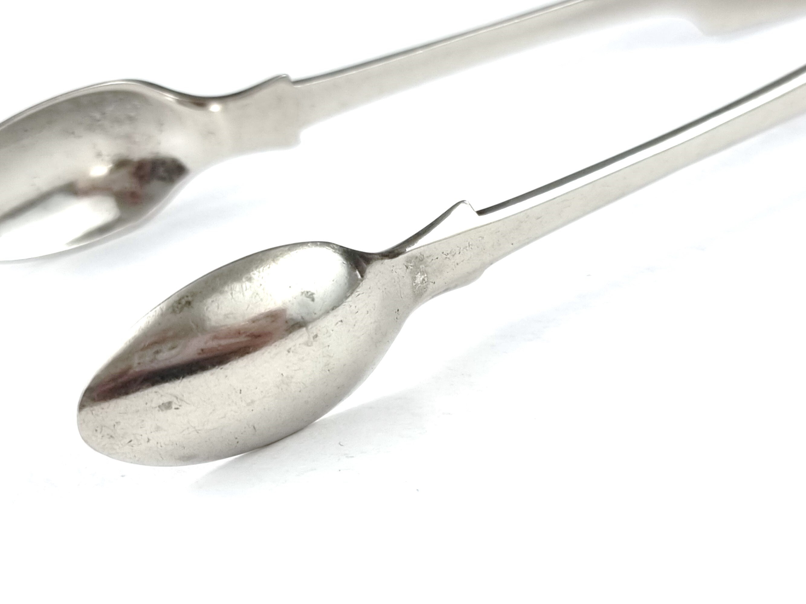 Worn Silver Plate, Antique Sugar Tongs, Ice Tongs, Fiddle Pattern ...