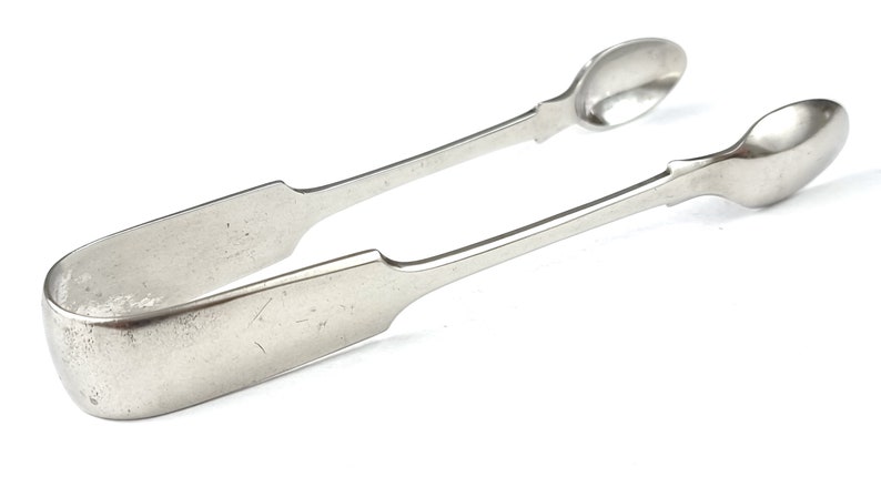 Worn Silver Plate, Antique Sugar Tongs, Ice Tongs, Fiddle Pattern ...
