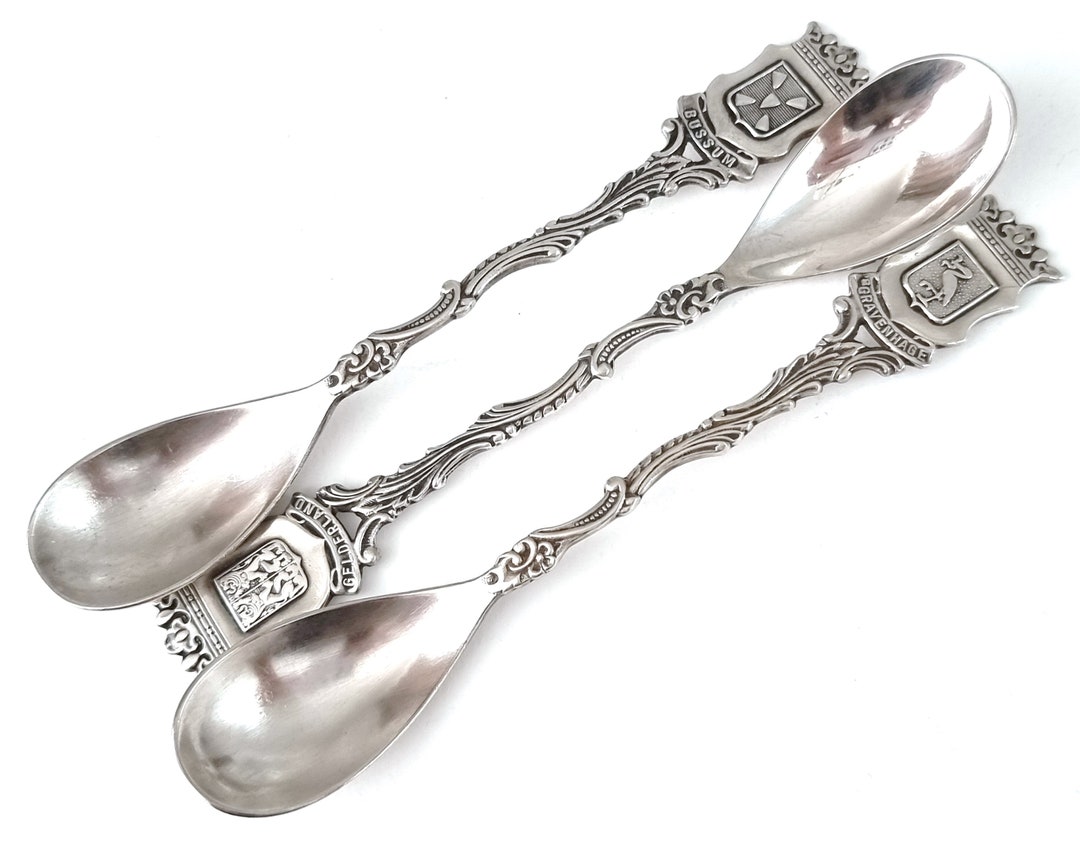 Dutch Souvenir Spoons, Set of Three, Silver Plate, Gero 90, Condiment ...