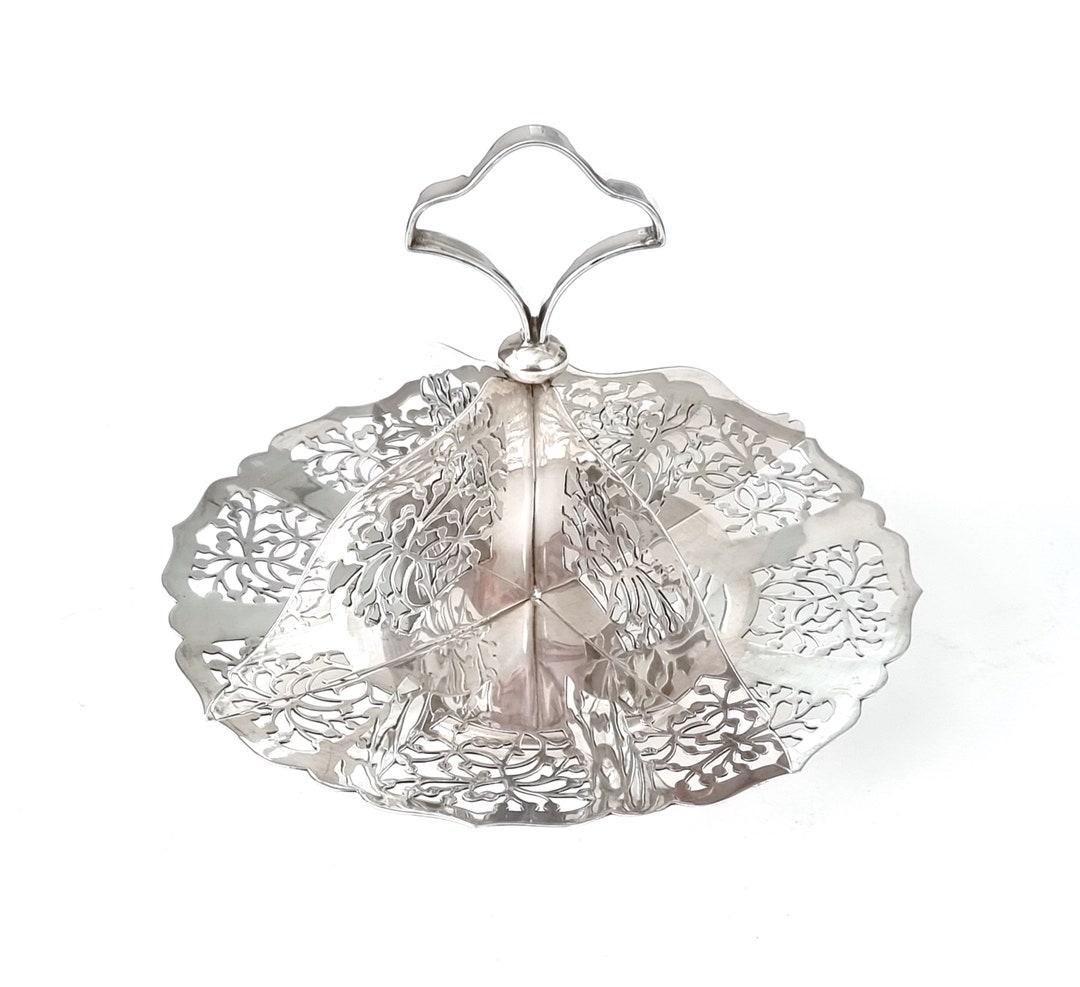 Vintage Serving, Sandwich Divider, Silver Plate, Four Sections, Pierced ...