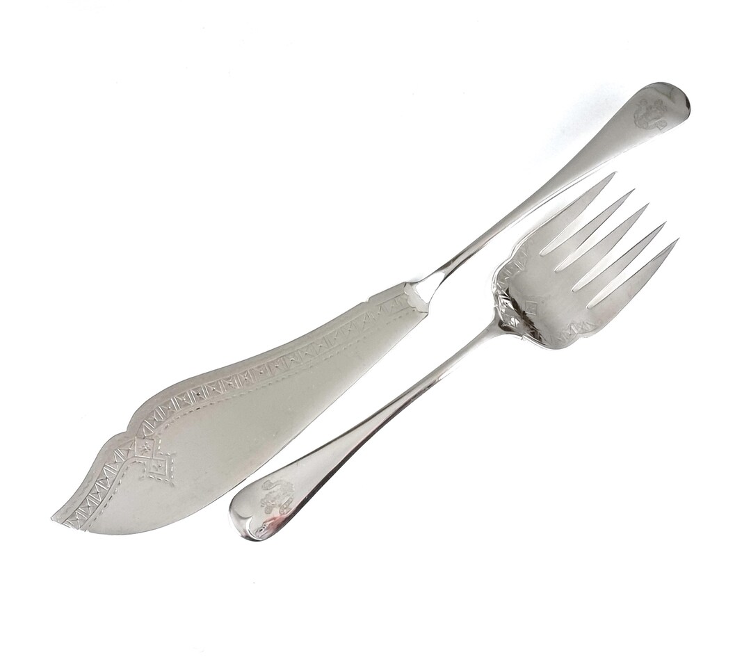 Regimental Flatware, Pair of Fish Servers, Silver Plate, 2nd Volunteer ...