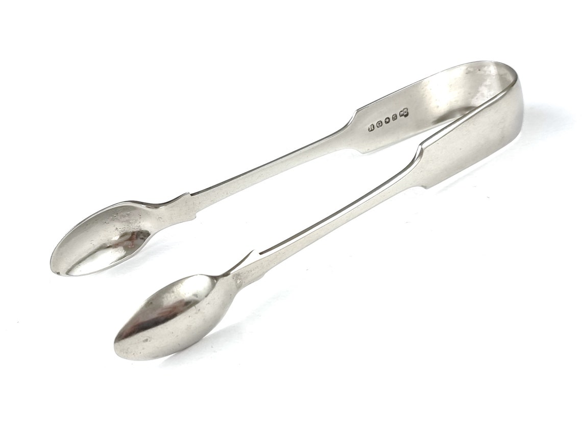 Worn Silver Plate, Antique Sugar Tongs, Ice Tongs, Fiddle Pattern ...