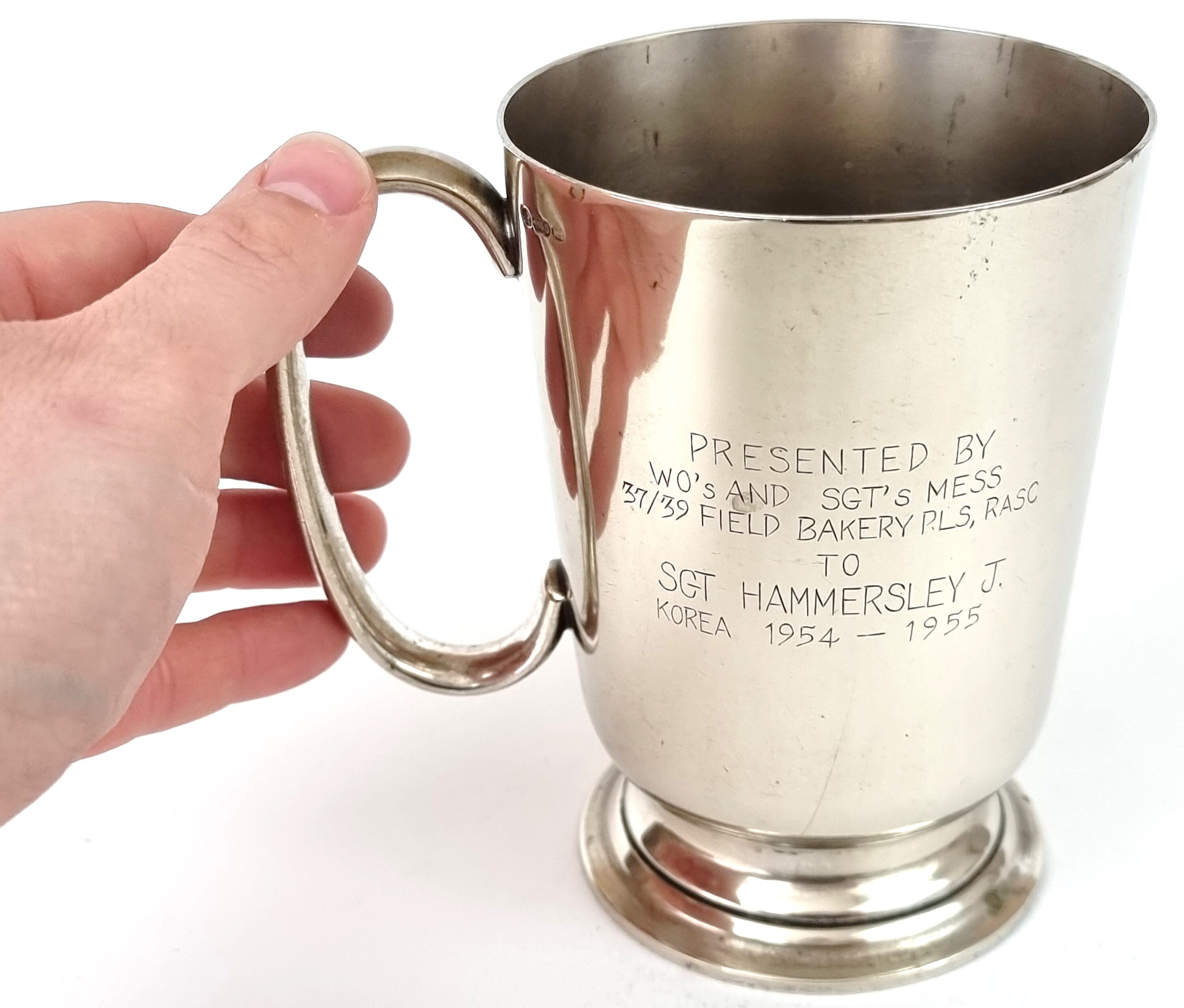 WORN Silver Plate, Vintage Pint Tankard, Military Presentation, 37/39 ...
