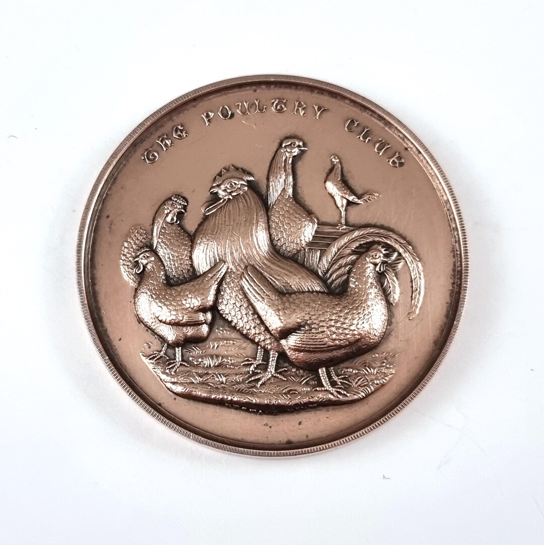 Poultry Club Medal, Antique Medal, Bronze Color, Raised Chickens, the ...