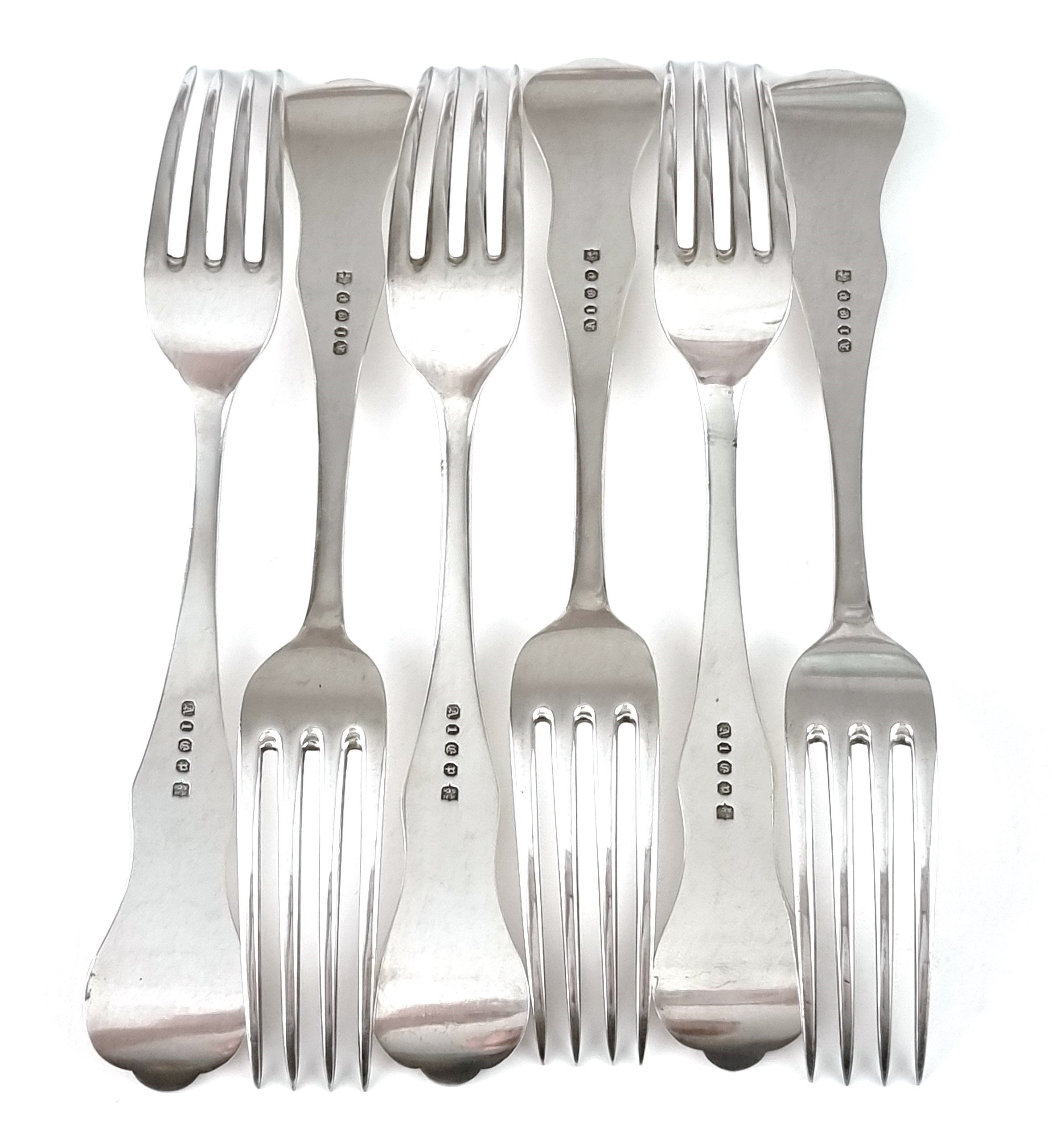 Antique Fork Set, Table Forks, Silver Plate, Queens Pattern, Set of Six ...