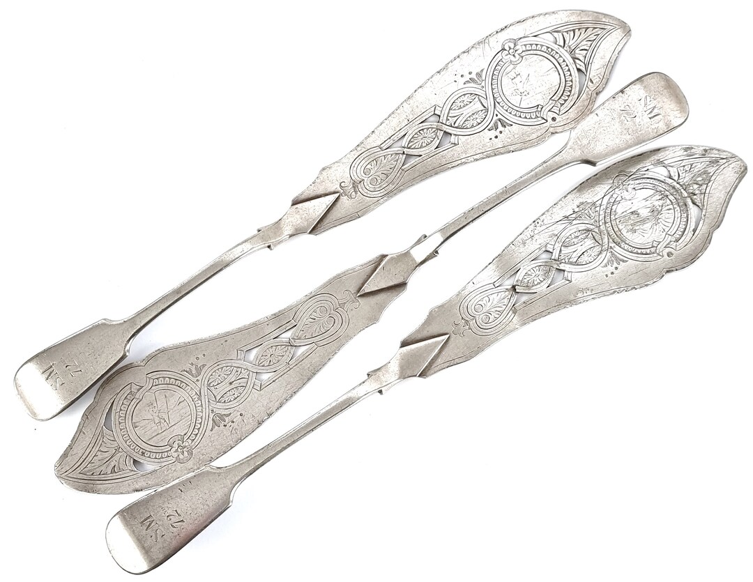 Set of Fish Servers, Military Flatware, 72nd Regiment, Sergeant's Mess ...