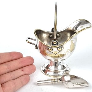 Small Scuttle, Small Sugar Scuttle, Worn Silver Plate, Bowl With Scoop ...