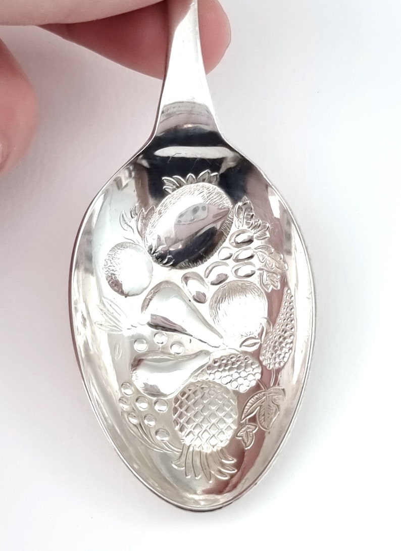 Vintage Berry Spoon, Small Serving Spoon, Silver Plate, Raised Fruit ...