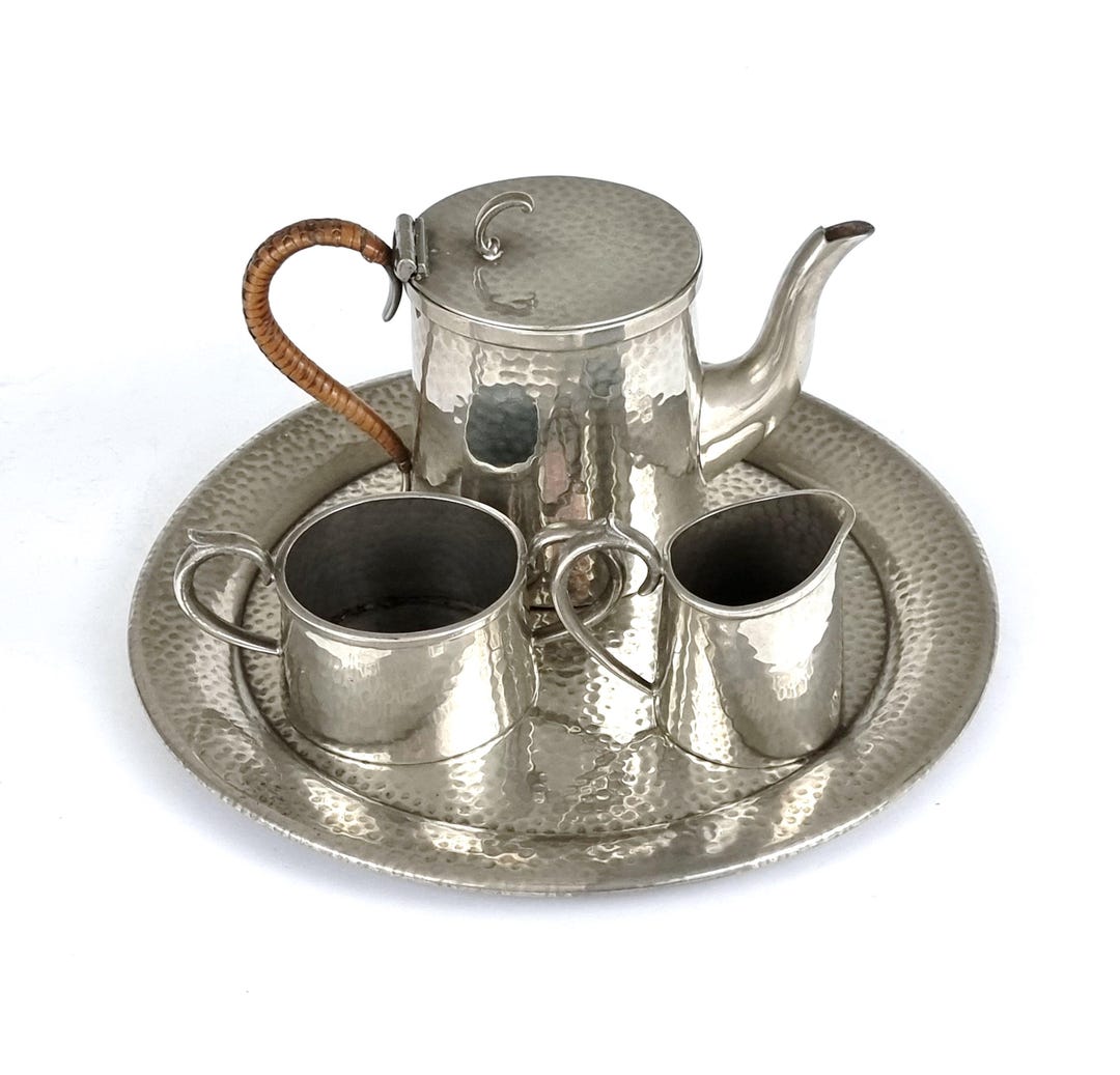 Small Vintage Tea Set, Bachelor Size, Pewter Tea Set, Three Piece Set ...