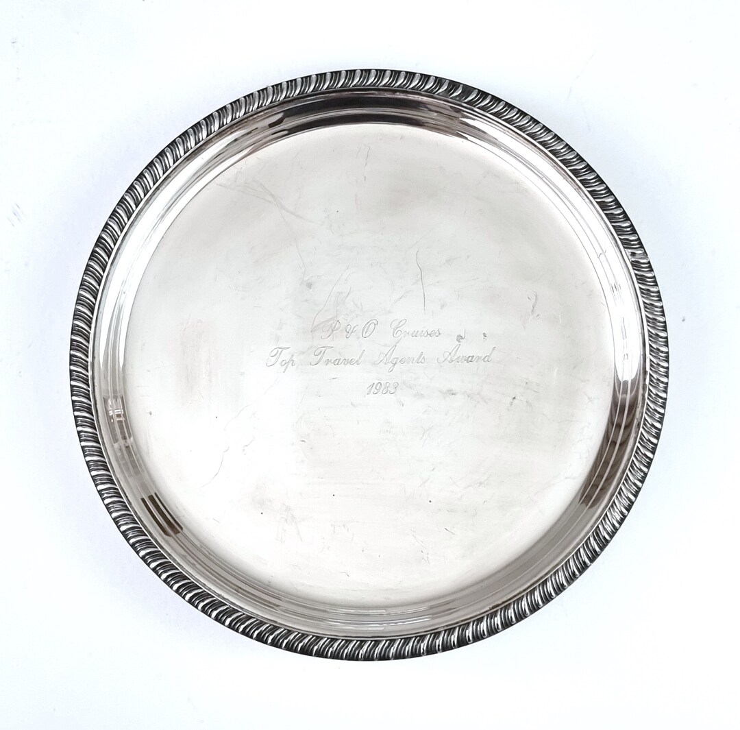 Notable Scratches, Vintage Presentation Tray, 9 Inches Diameter, P&O ...