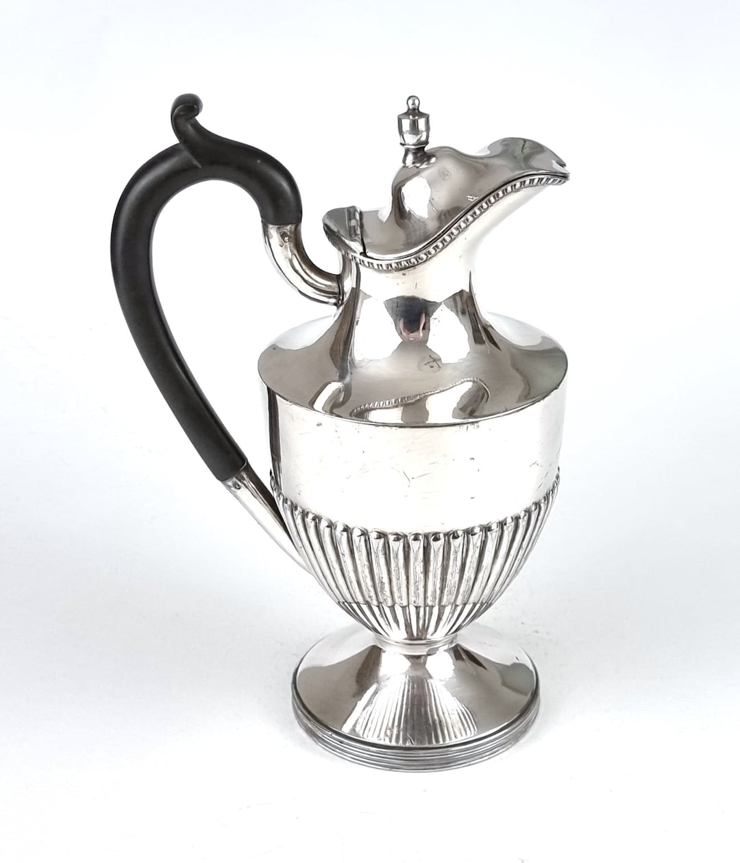 Antique Ewer, Lidded Pitcher, Water Pot, Silver Plate, Half Ribbed ...