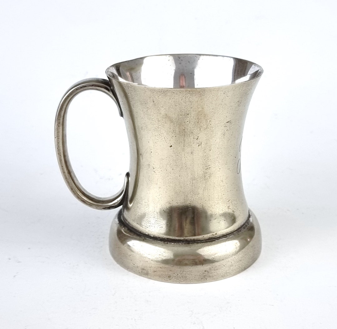 WORN Silver Plate, Antique Half Pint Tankard, Bull Hotel, Engraved ...