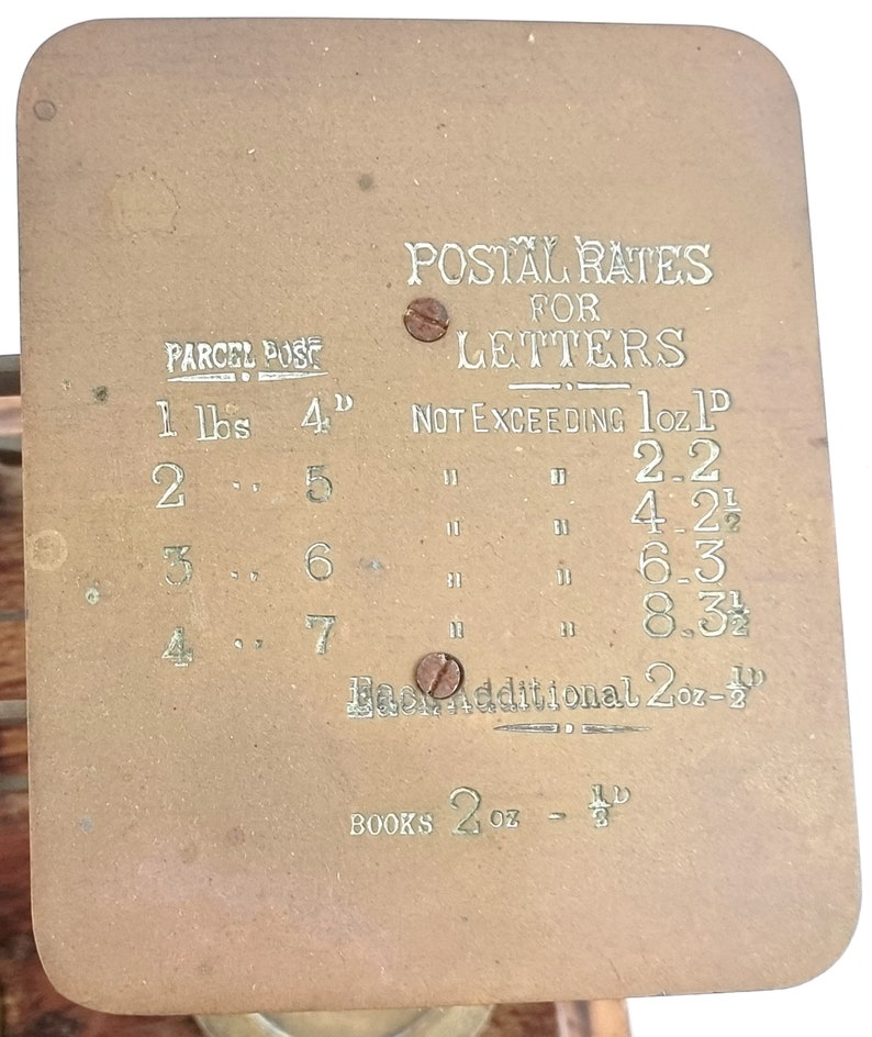 Large Antique Scales, Letters and Parcels, 2 Pound Weight, Brass ...