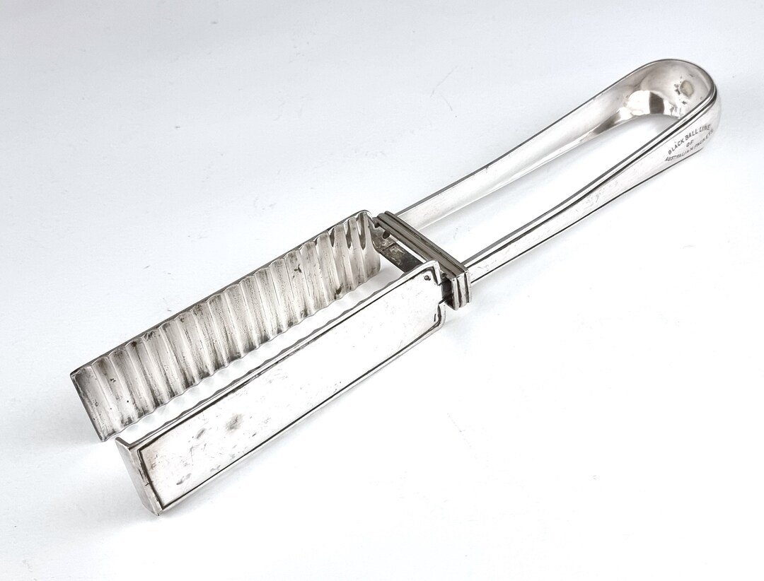 Historical Asparagus Tongs, Christofle Tongs, Worn Silver Plate, Black ...