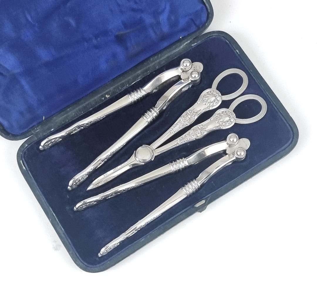 Antique Boxed Flatware, Pair of Nutcrackers, Grape Scissors, Silver ...