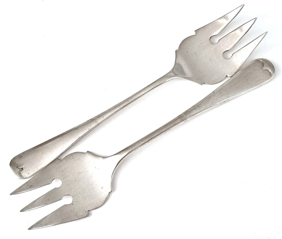 Distressed Look, Pair of Small Forks, Worn Silver Plate, Cocktail Forks ...
