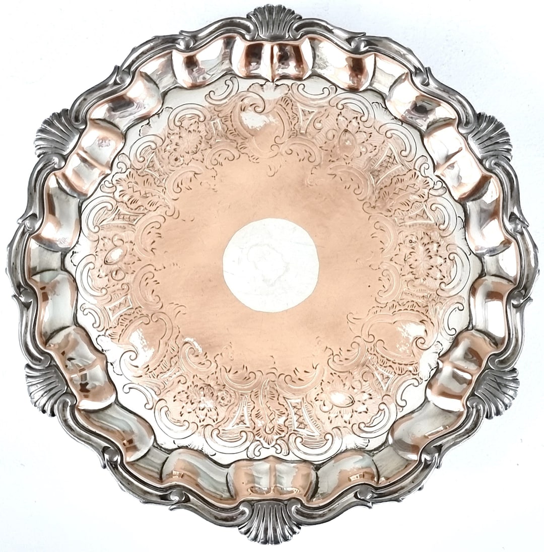 Victorian Tableware, Worn Silver Plate, 9 Inches Diameter, Antique Tray ...