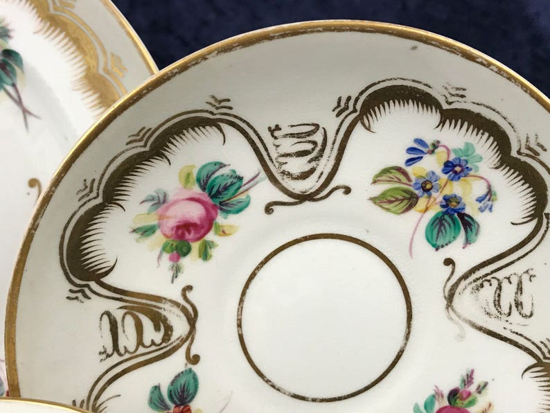 Antique Collectible Trio, Cup Saucer Plate, Rockingham Trio, Floral ...