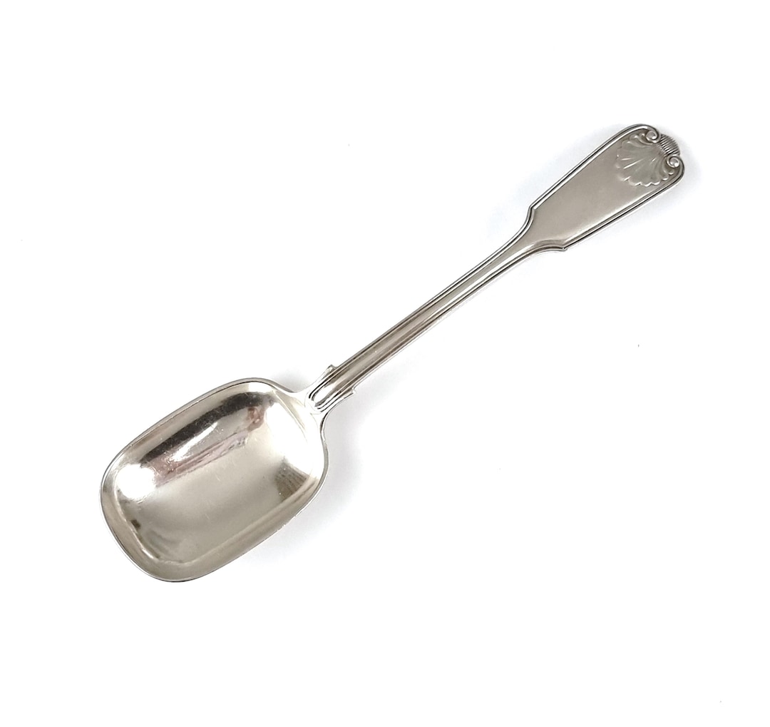 Antique Sugar Spoon, Silver Plate, Triple Pattern Handle, Thread Fiddle ...