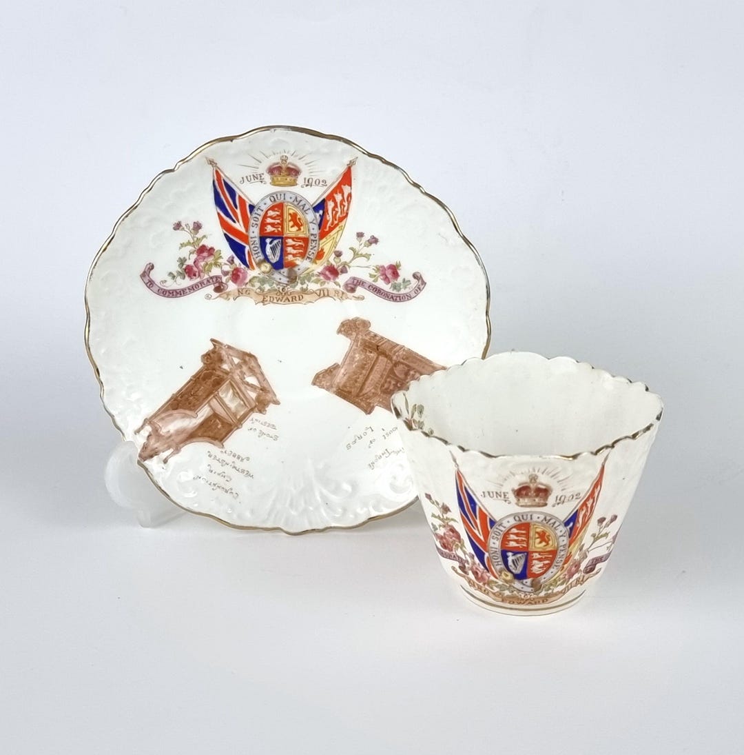 Antique Cup and Saucer, Royal Commemorative, Aynsley China, Edward VII ...