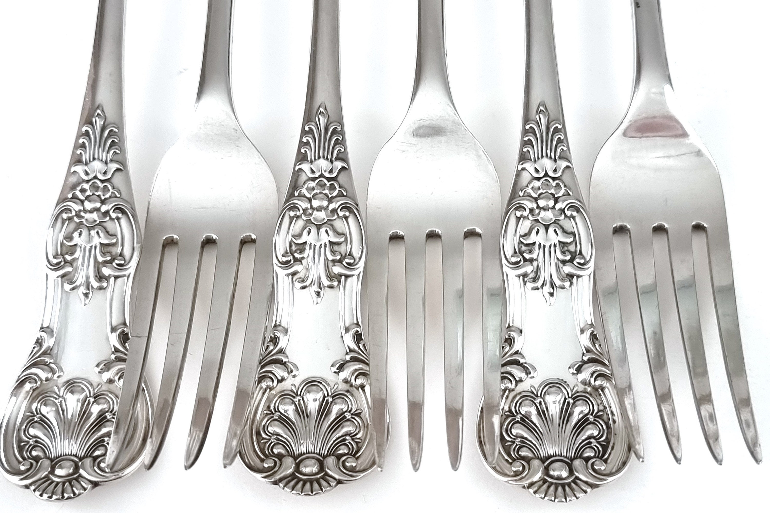 Antique Fork Set, Table Forks, Silver Plate, Queens Pattern, Set of Six ...