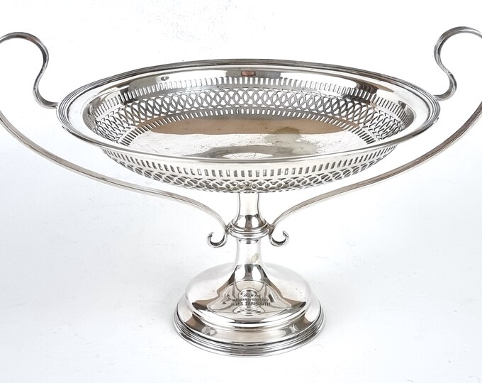 Worn Silver Plate, Vintage Fruit Bowl, Compote or Tazza, Handled Bowl ...