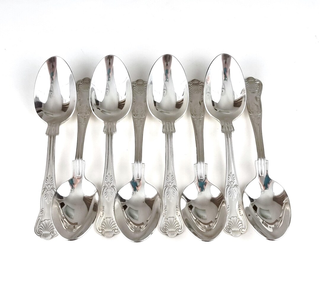 Modern Viners, Set of Eight, Dessert Spoons, Silver Plate, Kings ...