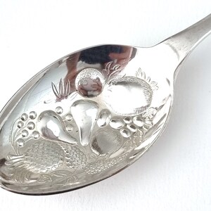 Vintage Berry Spoon, Small Serving Spoon, Silver Plate, Raised Fruit ...
