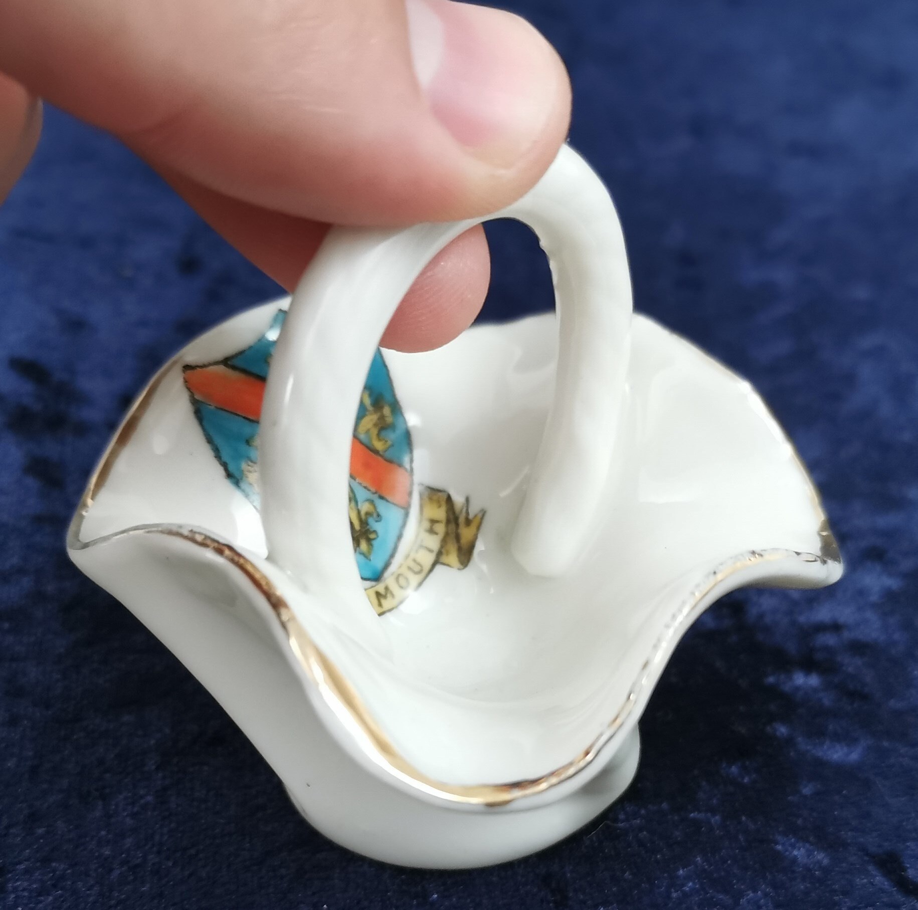 Antique Crested Ware, Crested China, Miniature Handled Basket, Salt ...