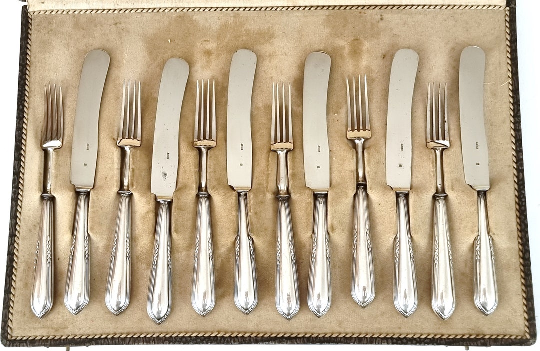 AT FAULT, Cased Flatware, German Silver Handles, 800 Silver, Bauer ...