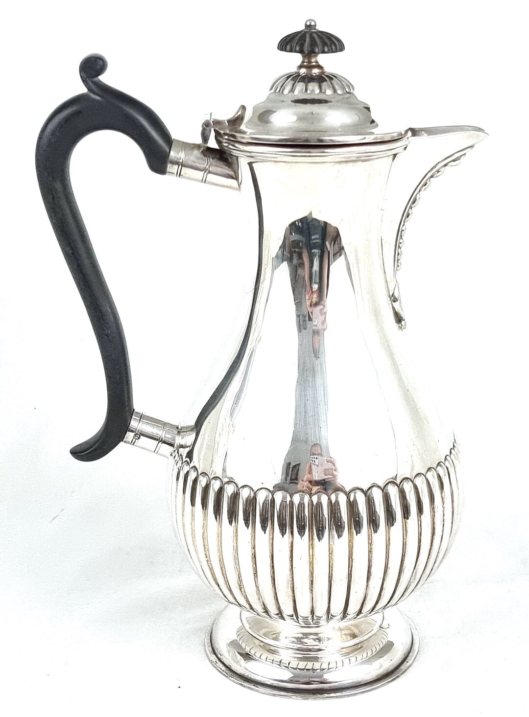 Tall Vintage Pot, Water Pot, Hot Serving, Silver Plate, Half Ribbed ...