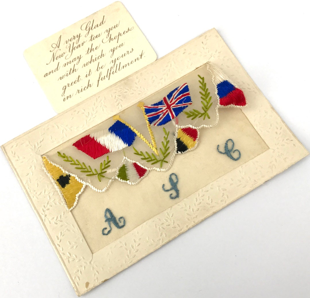 FREE POST - First World War Silk Card, WW1 Memorabilia, Colorful Silk ...