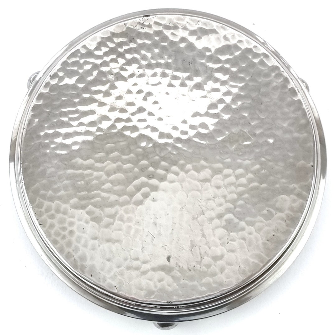 Vintage Teapot Stand, Circular Stand, Pewter Trivet, Hammered Effect ...