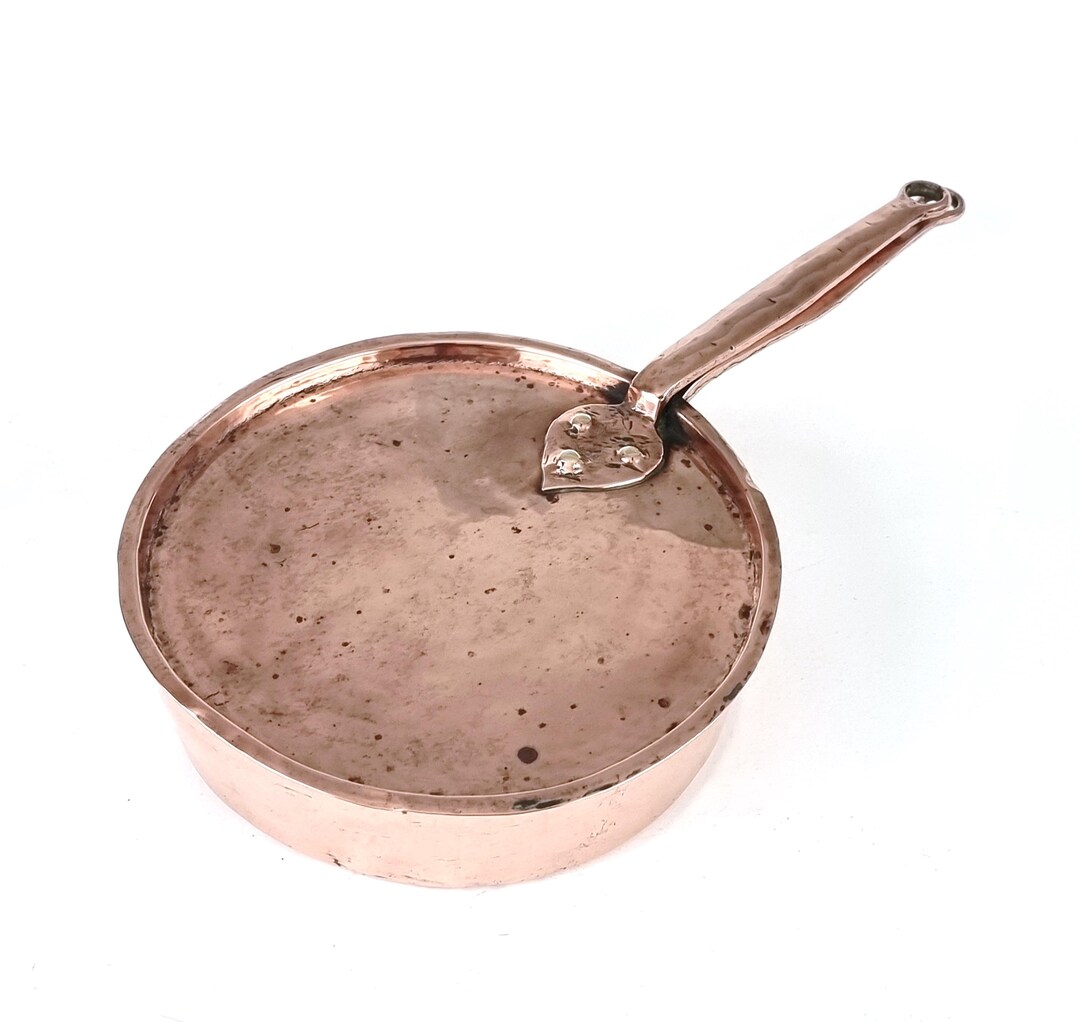 Antique Copper Pan, Pan With Cover, DISTRESSED Look, Brass Rivets ...