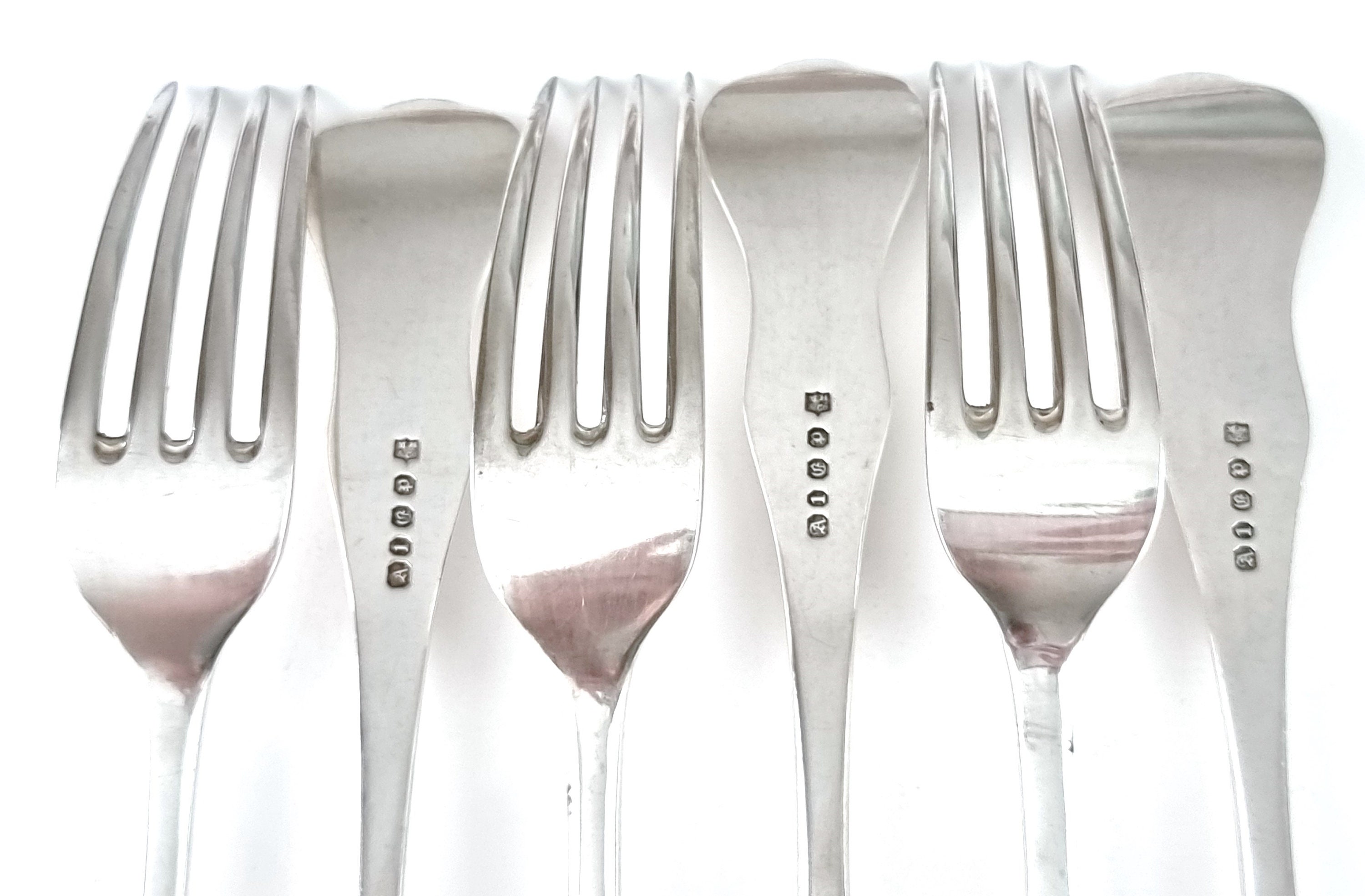 Antique Fork Set, Table Forks, Silver Plate, Queens Pattern, Set of Six ...